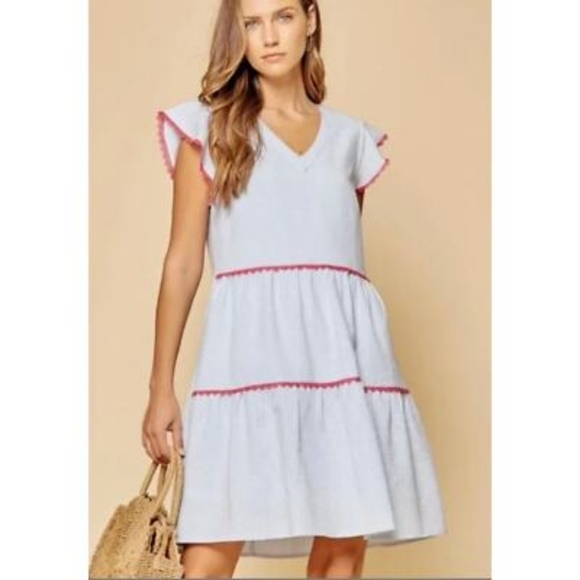 ANDREE BY UNIT | Dresses | Andree By Unit Gingam White And Blue Peplum ...